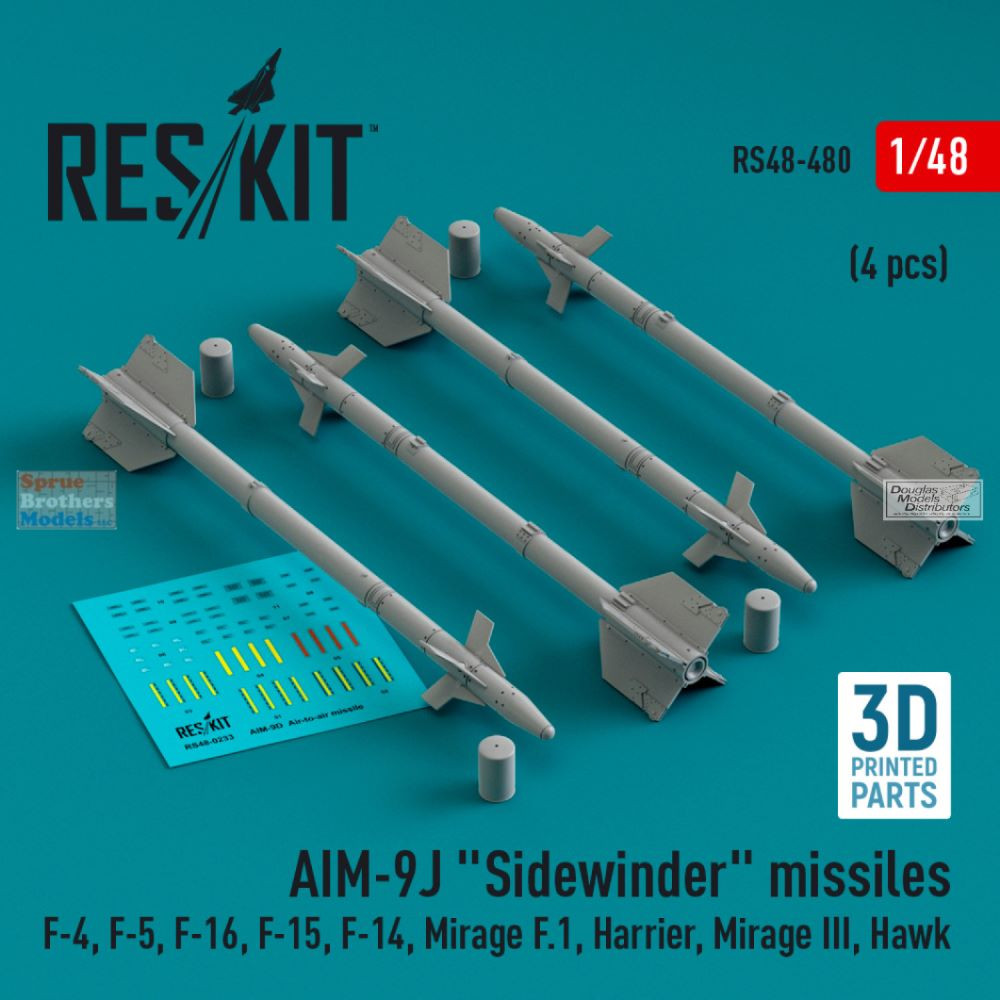 RESRS480480 1:48 ResKit AIM-9J Sidewinder Missile Set - Sprue Brothers ...