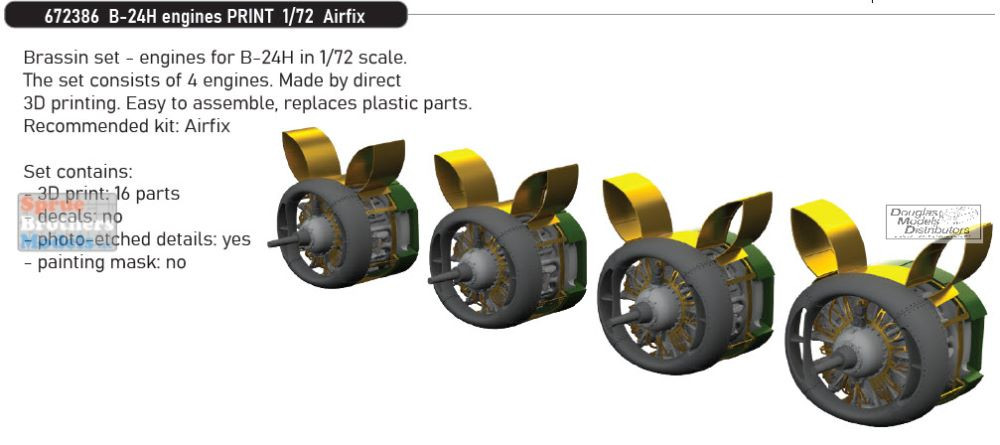 EDU672386 1:72 Eduard Brassin B-24H Liberator Engines (AFX kit) - Sprue ...