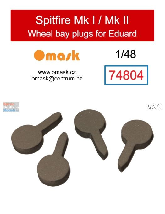 OMK74804 1:48 Omask Wheel Bay Plugs - Spitfire Mk.I/II (EDU kit) - Sprue Brothers Models LLC
