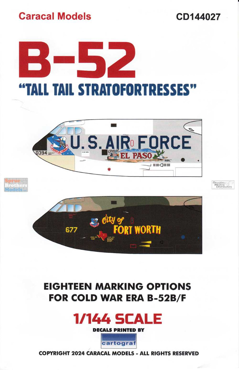 CARCD144027 1:144 Caracal Models Decals - B-52B B-52F Stratofortress ...