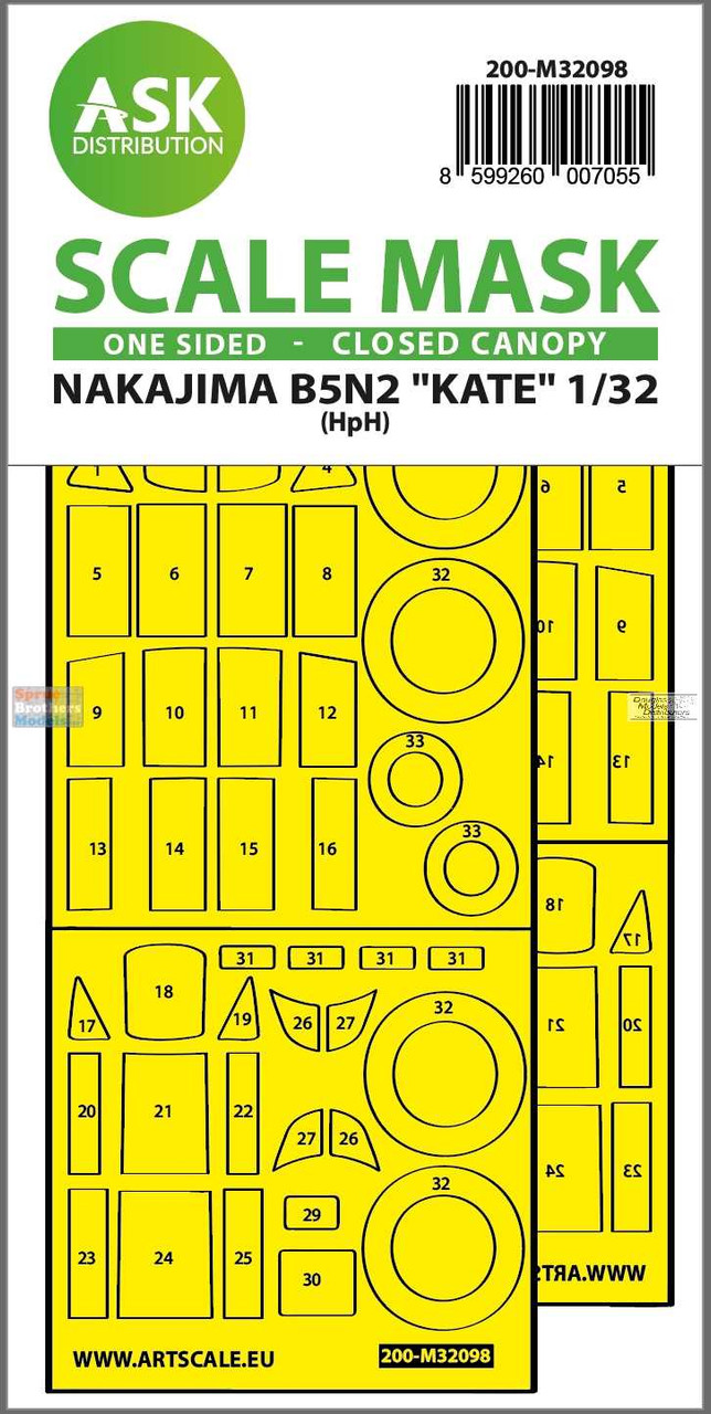 ASKM32098 1:32 ASK/Art Scale Mask - B5N2 Kate Closed Canopy (INF/HPH ...