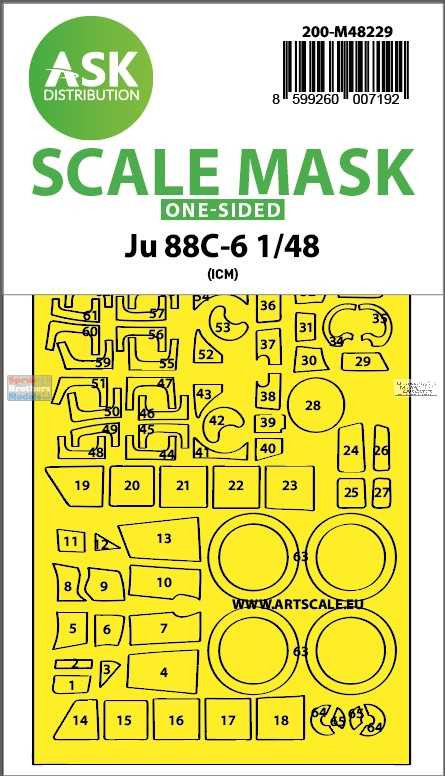 ASKM48229 1:48 ASK/Art Scale Mask - Ju88C-6 (ICM kit) - Sprue Brothers ...