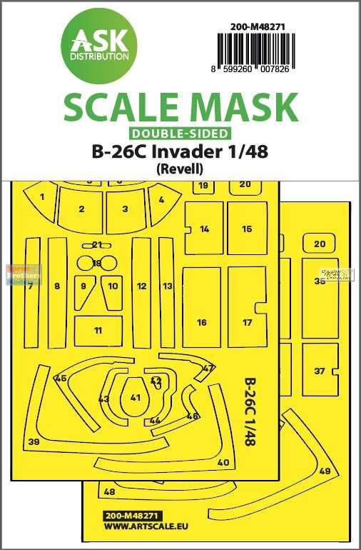 ASKM48271 1:48 ASK/Art Scale Double Sided Mask - B-26C Invader (REV kit ...
