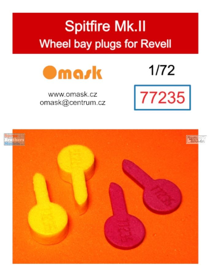 OMK77235 1:72 Omask Wheel Bay Plugs - Spitfire Mk.II (REV kit) - Sprue Brothers Models LLC