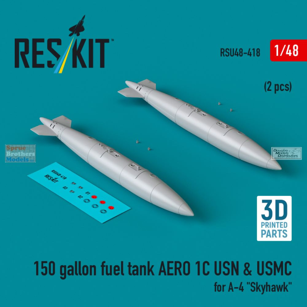 RESRSU480418U 1:48 ResKit 150-gallon Aero 1C USN & USMC Fuel Tanks (For ...