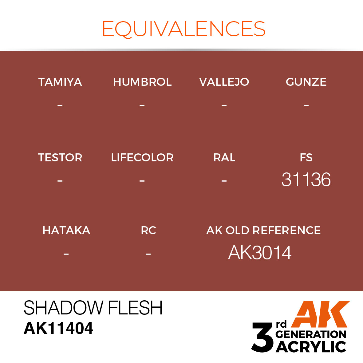AKI011404 AK Interactive 3Gen Acrylic Paint 17ml - Shadow Flesh FS31136 ...