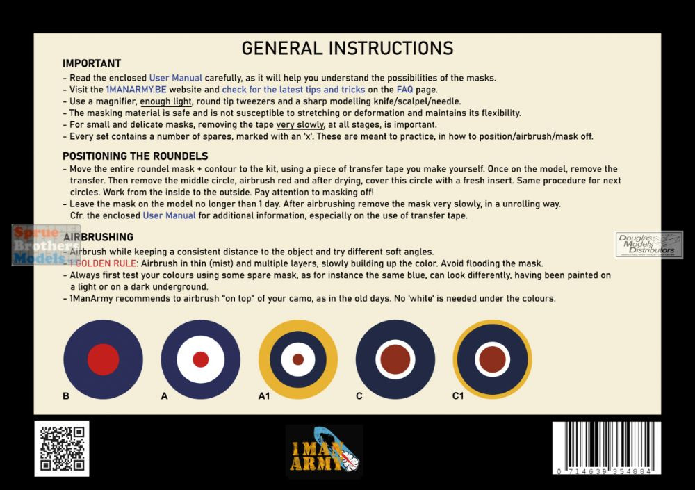 OMA48GEN522 1:48 1Man Army Masks: Hurricane Mk.I/II RAF Roundels ...