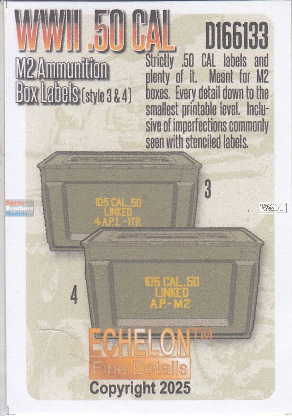 ECH166133 1:16 Echelon WW2 .50 Cal M2 Ammunition Box Labels (Style 3 ...