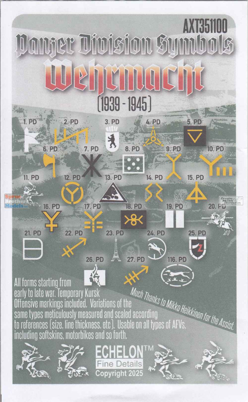 ECH351100 1:35 Echelon Wehrmacht Panzer Division Symbols 1939-1945 ...