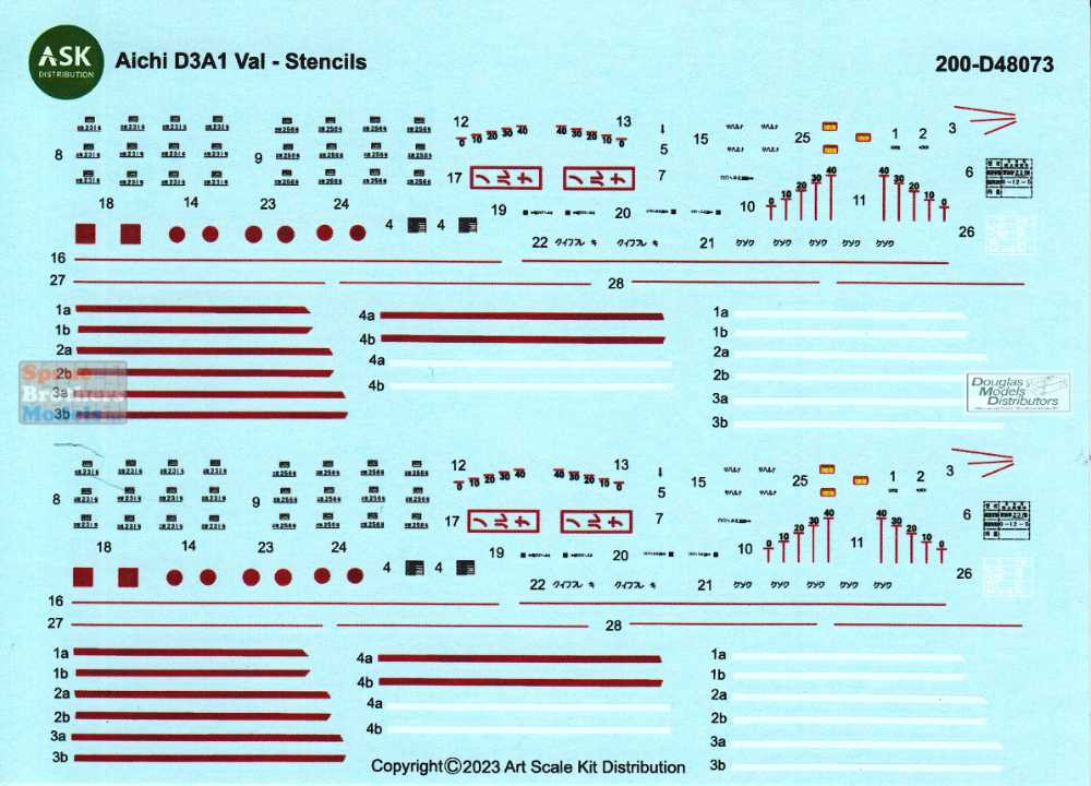 ASKD48077 1:48 ASK/Art Scale Decals - D3A1 Val Stencils - Sprue ...