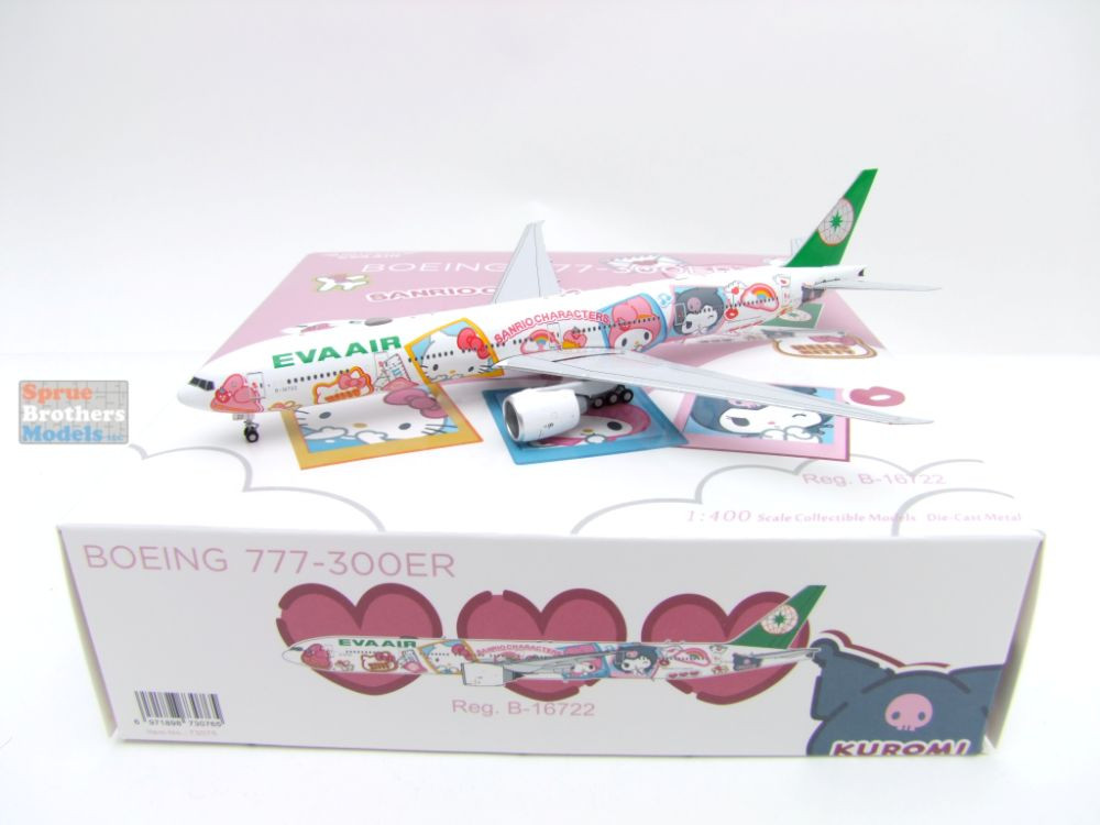 NGM73076 1:400 NG Model EVA Air B777-300ER Reg #B-16722 Hello Kitty ...
