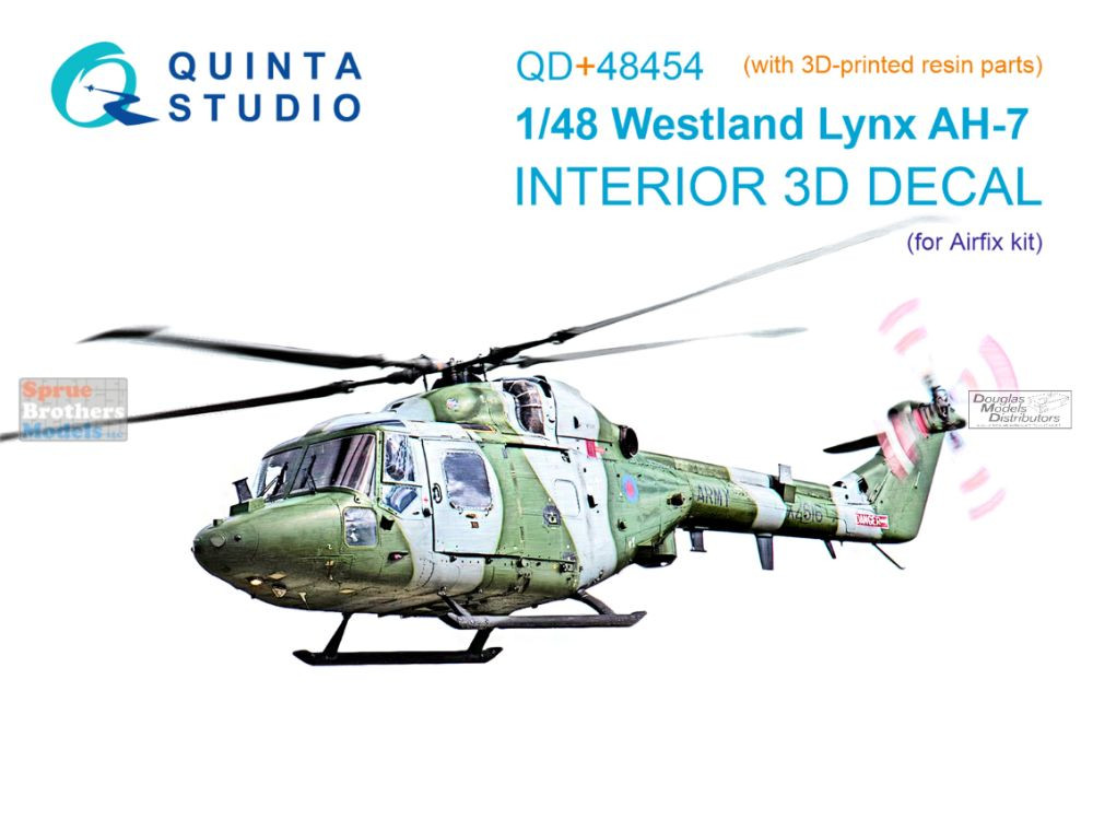 QTSQD48454R 1:48 Quinta Studio 3D Decal - Westland Lynx AH-7 + Resin ...