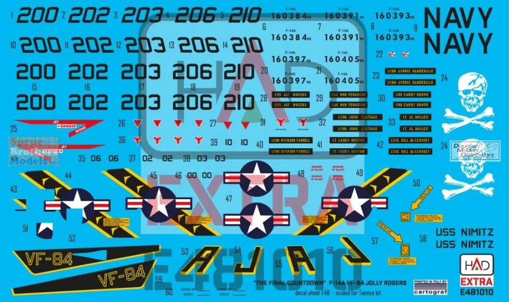 HADE481010 1:48 HAD Models Decals - F-14A Tomcat VF-84 Jolly Rogers in ...