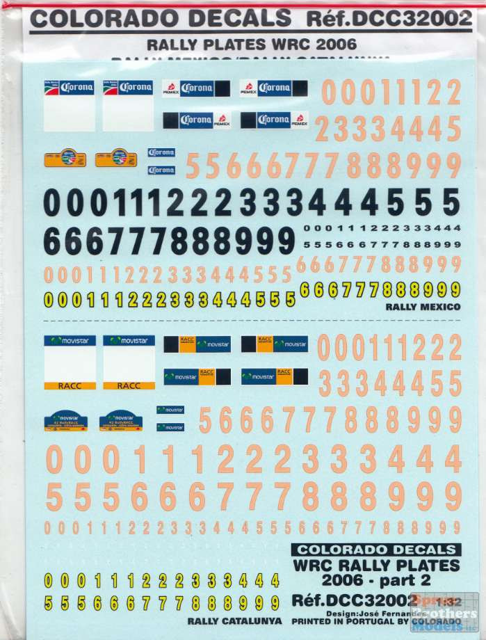 DCC32002 1:32 Decals Colorado - WRC Rally Plates 2006 Part 2 - Sprue ...