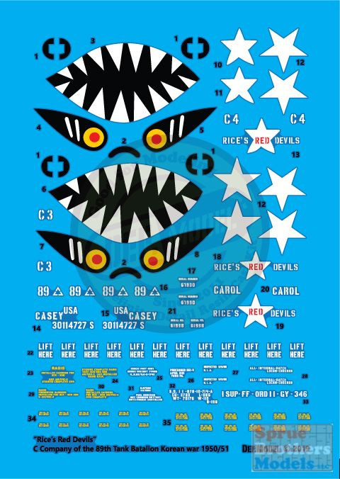DEFDD35014 1:35 DEF Model Decal Set - Rice's Red Devils C Company 89th ...