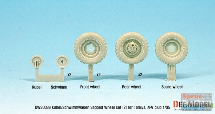 DEFDW30038 1:35 DEF Model Kubel/Schwimmwagen Sagged Wheel Set (TAM/AFV ...