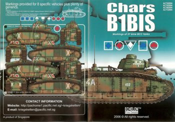 ECH352004 1:35 Echelon Decals - Char B1bis Markings for 37eme BCC Tanks ...