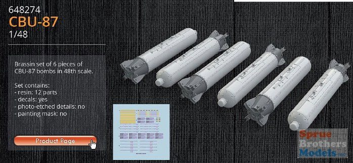 EDU648274 1:48 Eduard Brassin CBU-87 Combined Effects Munition Set (6 ...