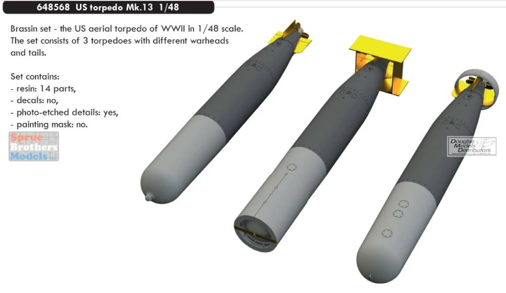 EDU648568 1:48 Eduard Brassin US Mk.13 Torpedo Set - Sprue Brothers ...