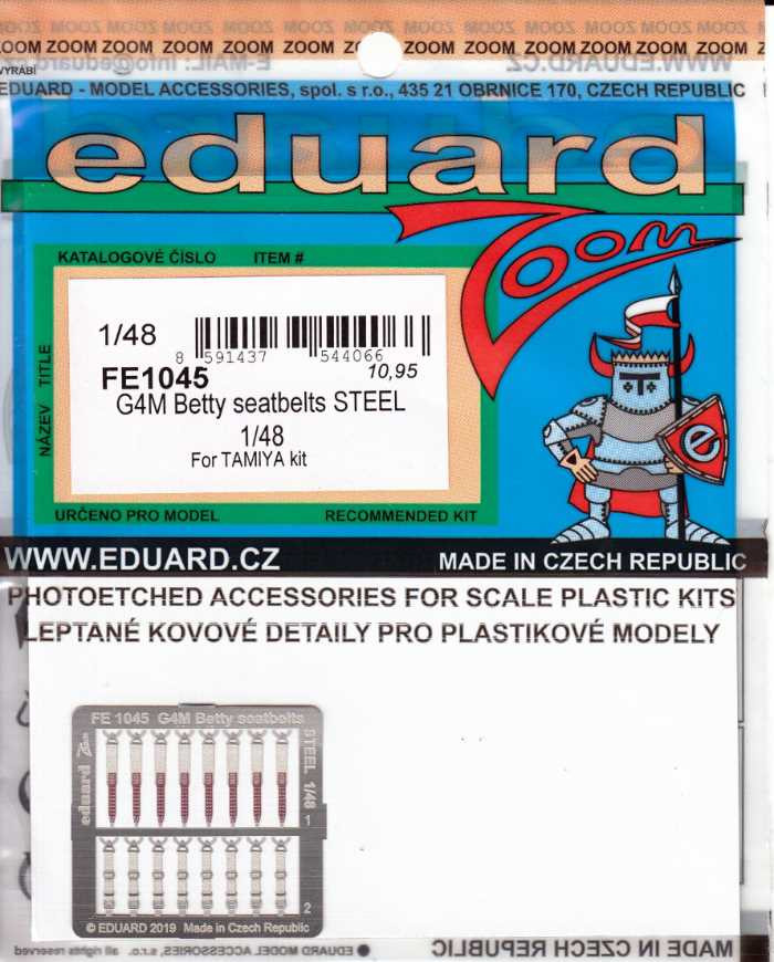 EDUFE1045 1:48 Eduard Color Zoom PE - G4M Betty Seatbelts [STEEL] (TAM ...