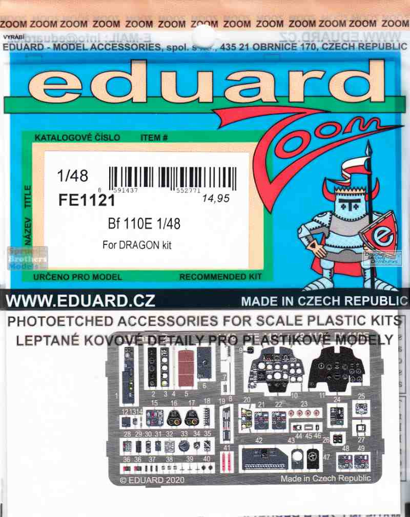 EDUFE1121 1:48 Eduard Color Zoom PE - Bf 110E (DRA kit) - Sprue ...