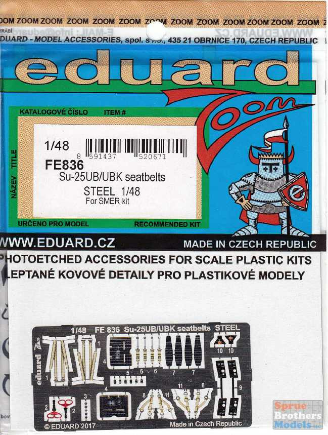 EDUFE836 1:48 Eduard Color Zoom PE - Su-25UB/UBK Frogfoot Seatbelts ...