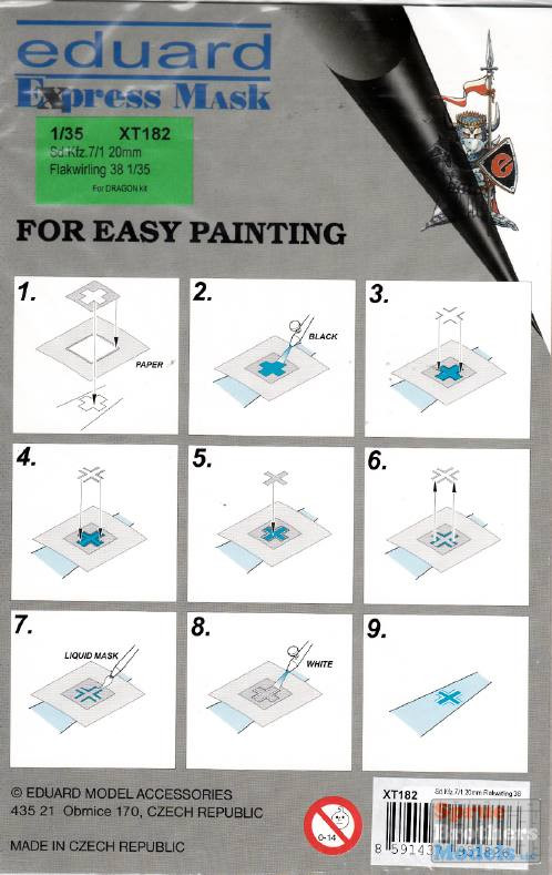 EDUXT182 1:35 Eduard Mask - Sd.Kfz.7/1 20mm Flak 38 (DRA kit) - Sprue ...