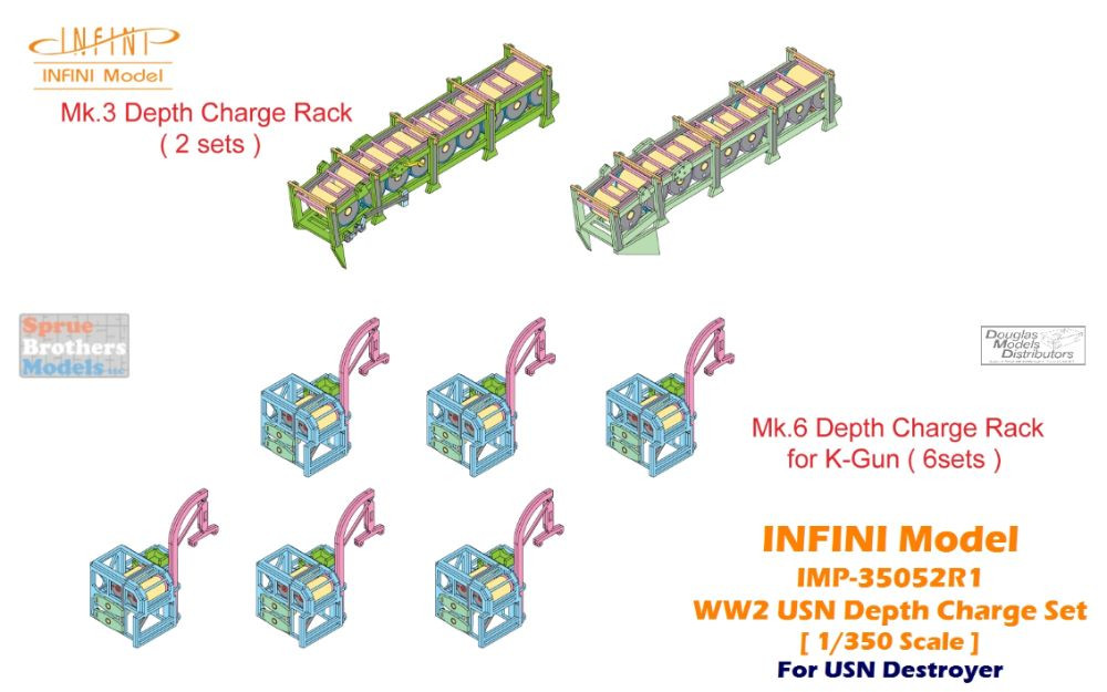 INFIMP35052R1 1:350 Infini Model WW2 US Navy Depth Charge Set - Sprue ...