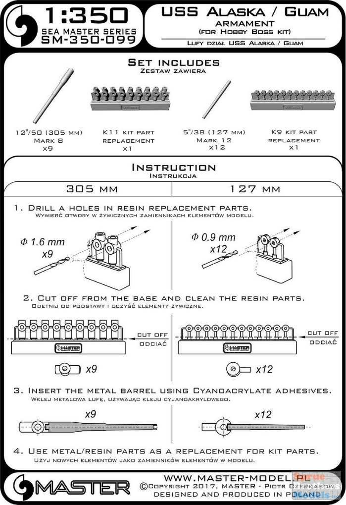 MASSM350099 1:350 Master Model USS Alaska / Guam Armament Set (HBS kit ...