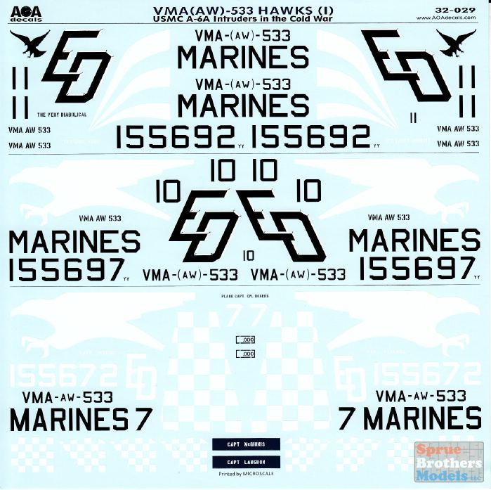 AOA32029 1:32 AOA Decals - USMC A-6A Intruders in the Cold War - VMA(AW ...