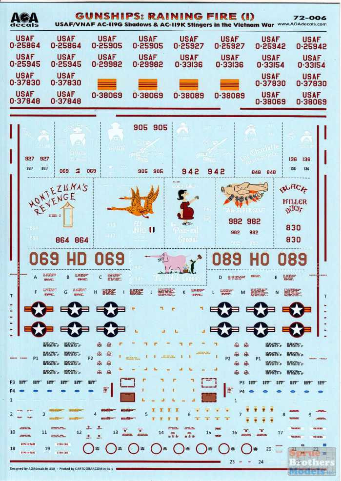 AOA72006 1:72 AOA Decals - Gunships: Raining Fire (1) USAF/VNAF AC-119G ...