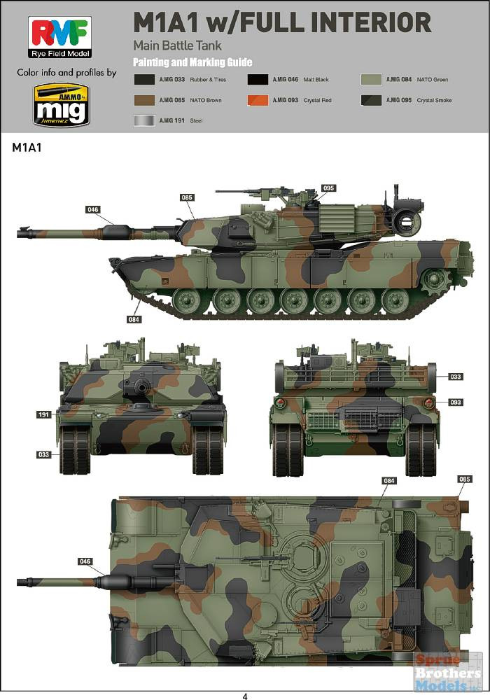 RFMRM5007 1:35 Rye Field Model M1A1 M1A2 Abrams with Full Interior (2 ...