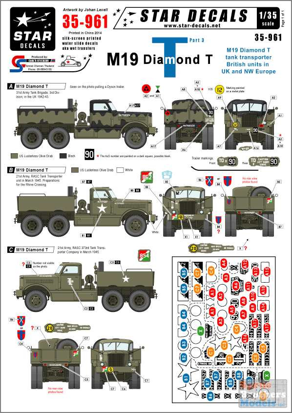 SRD35961 1:35 Star Decals - M19 Diamond T Part 3 UK and NW Europe ...