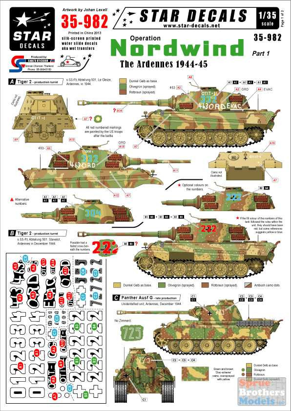 SRD35982 1:35 Star Decals - Operation Northwind Part 1 The Ardennes ...