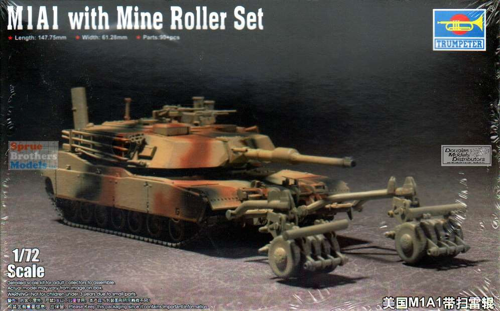 TRP07278 1:72 Trumpeter M1A1 Abrams with Mine Roller - Sprue Brothers ...