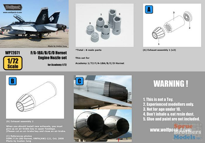 WPD72071 1:72 Wolfpack F-18A F-18B F-18C F-18D Hornet F404 Engine ...