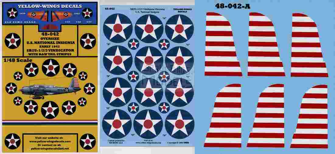 YWD48042 1:48 Yellow Wings Decals Oversize US National Insignia Early ...