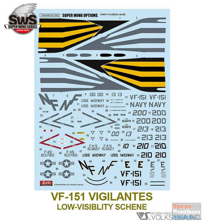 ZKMD29547 1:48 Zoukei-Mura Decals - F-4S Phantom II Marking Set 2 VF ...
