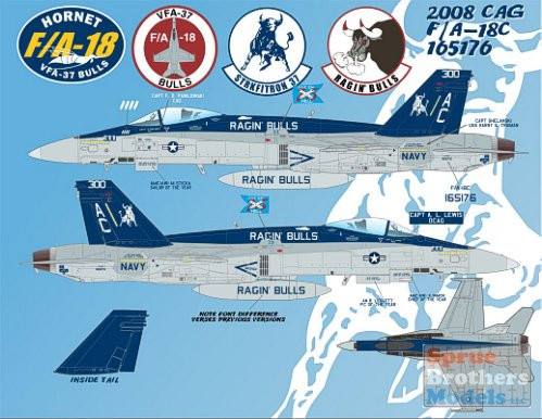AFD48035 1:48 Afterburner Decals F-18C Hornet VFA-37 Ragin' Bulls OIF ...