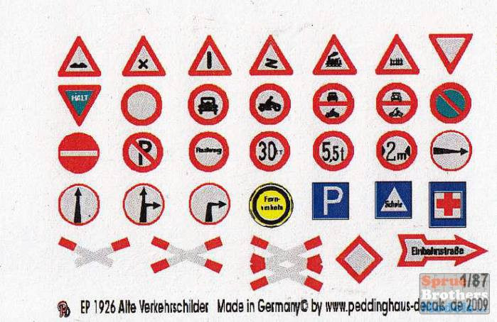 PDH1926 1:87 Peddinghaus - Old German Traffic Signs - Sprue Brothers ...