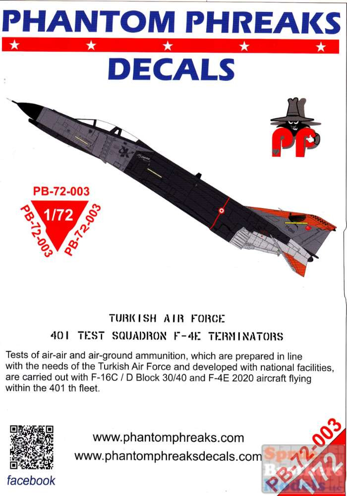 PPD72003 1:72 Phantom Phreaks Decals - F-4E Phantom II Turkish Air ...