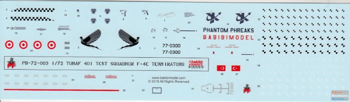 PPD72003 1:72 Phantom Phreaks Decals - F-4E Phantom II Turkish Air ...