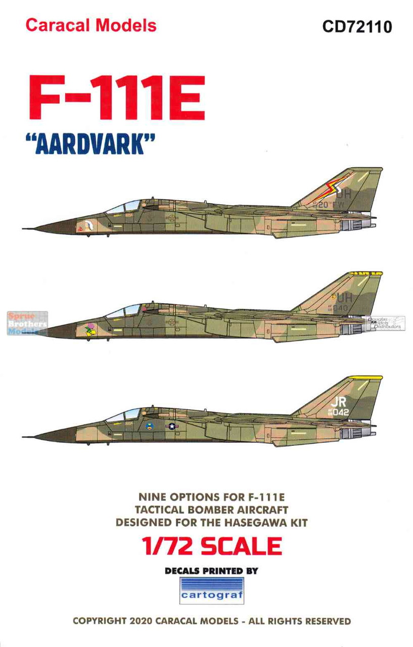 CARCD72110 1:72 Caracal Models Decals - F-111E Aardvark - Sprue ...