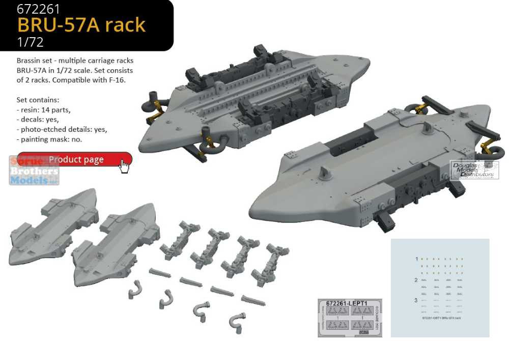 EDU672261 1:72 Eduard Brassin BRU-57A Rack Set - Sprue Brothers Models LLC