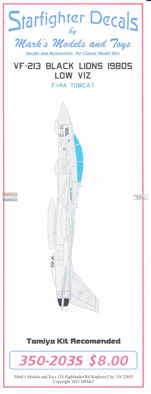 SFD350203 1:350 Starfighter Decals - F-14A Tomcat VF-213 Black Lions Lo ...