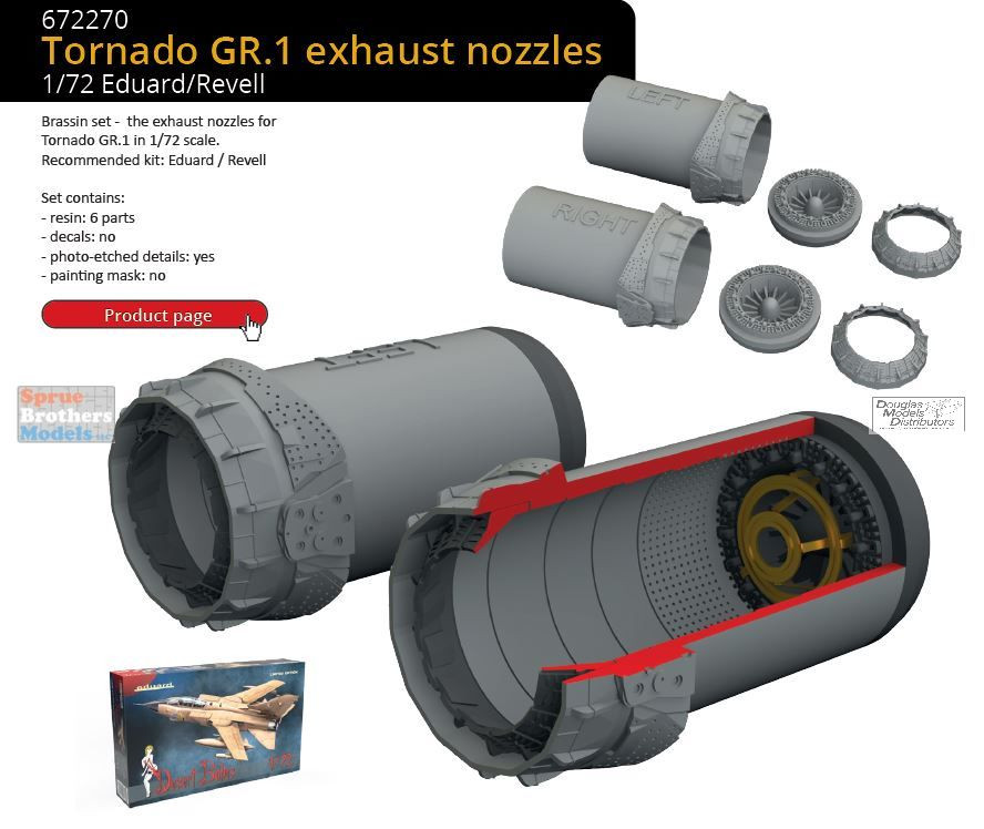 EDU672270 1:72 Eduard Brassin Tornado Gr.1 Exhaust Nozzles (REV/EDU kit ...