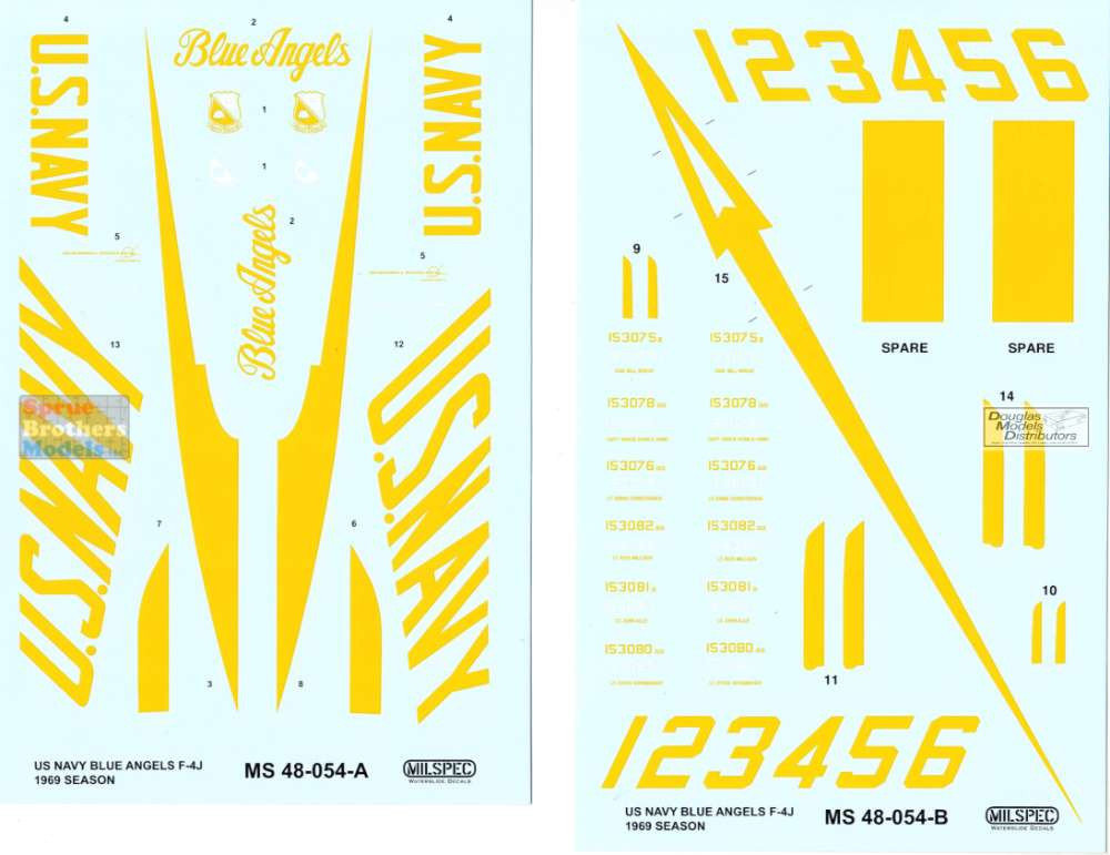 CAMMS48054 1:48 MilSpec Decals - US Navy Blue Angels F-4J Phantom II ...