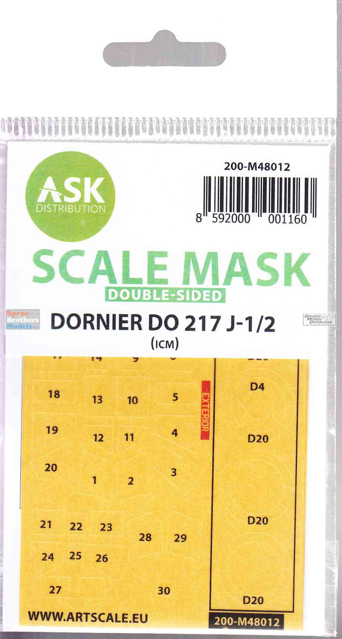ASKM48012 1:48 ASK/Art Scale Mask - Do217J-1/2 Double-Sided (ICM kit ...