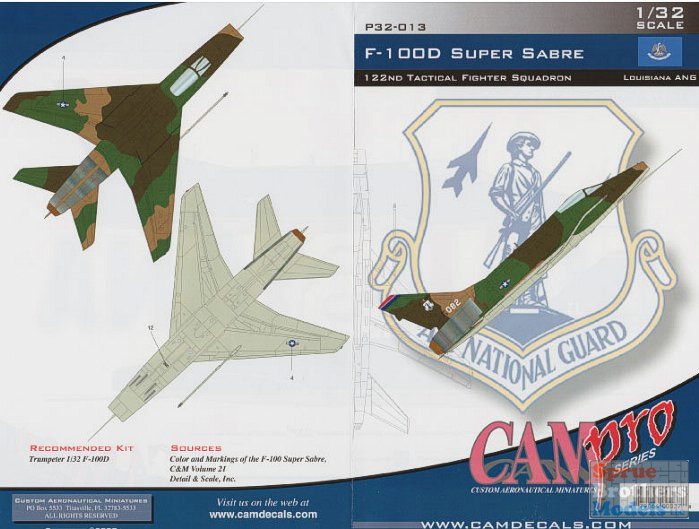CAMP32013 1:32 CAM Pro Decals - F-100D Super Sabre 122TFS Louisiana ANG ...
