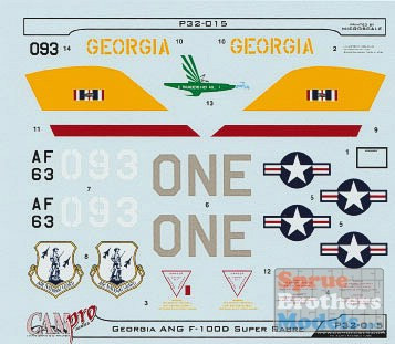 CAMP32015 1:32 CAM Pro Decals - F-100D Super Sabre 128TFS Georgia ANG ...